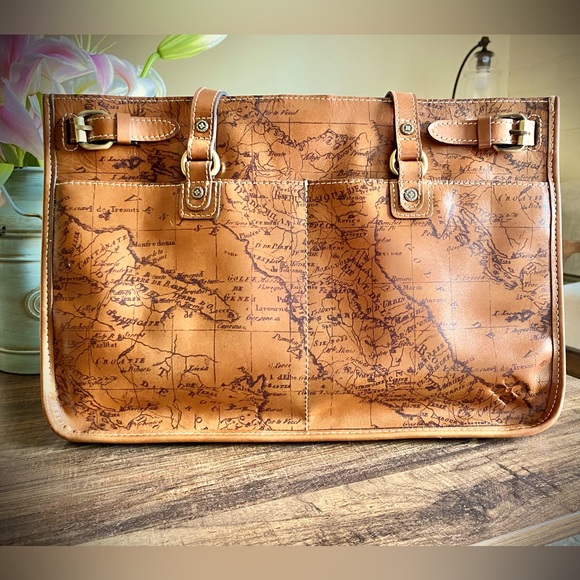 Patricia Nash | Bags | Patricia Nash Map Riot Rust Leather Tote Bag ...